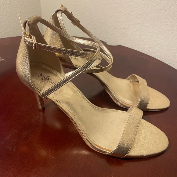 Michael Kors | Shoes | Michael Kors Metallic Gold Strappy Heels | Poshmark